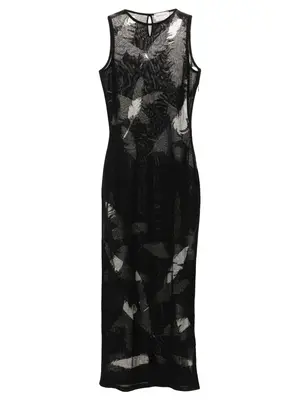 Alexander McQueen Feather-intarsia Pencil Dress - Black