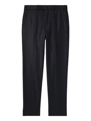 Loro Piana Carlo Straight-leg Wool-cashmere Flannel Trousers - Blue