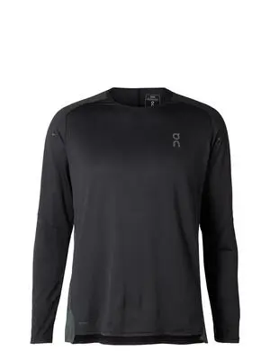 On Performance Slim-fit Stretch Recycled-jersey And Mesh Top - Black
