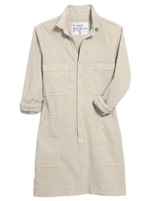 Frank & Eileen Ireland Long Sleeve Stretch Cotton & Linen Shirtdress - Cement