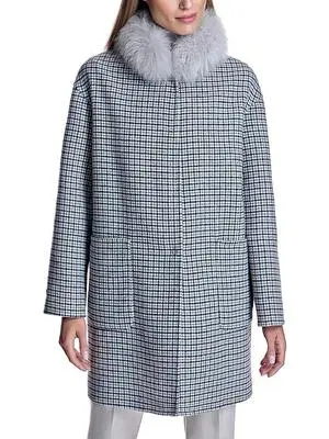 MAXIMILIAN Reversible Check Wool-blend Coat - Marble