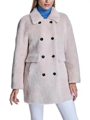 MAXIMILIAN Lamb's Wool Pea Coat Beige