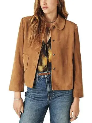 Ba&sh Milas Leather Jacket - Camel Suede