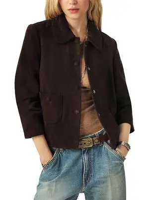 Ba&sh Milas Leather Jacket - Chocolate Suede