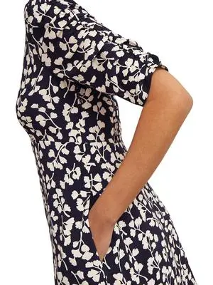 HOBBS LONDON Floral Print Midi Dress - Navy Cream