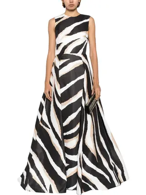Elie Saab Zebra-print Gown - Black