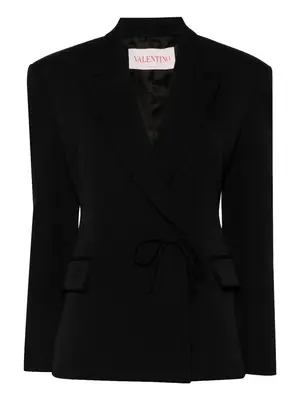 Valentino Garavani Bow-embellished Double-breasted Blazer - Black