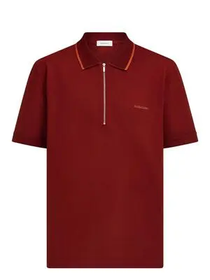 FERRAGAMO Cotton Polo Shirt With Zip Closure - Red
