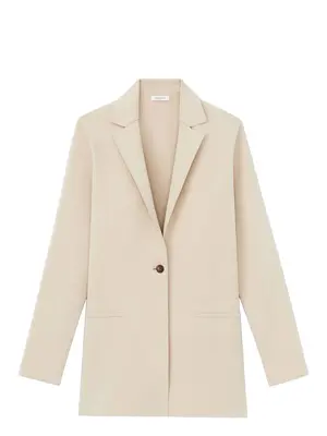 Lafayette 148 New York Petite Crepe Knit Fitted Blazer Plaster