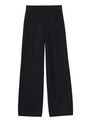 Lafayette 148 New York Wool Cashmere Knit Wide Leg Ankle Pants - Blue Ink