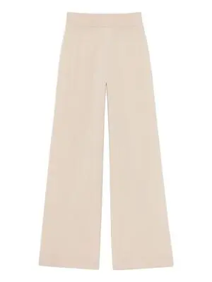 Lafayette 148 New York Wool Cashmere Knit Wide Leg Ankle Pants - Natural