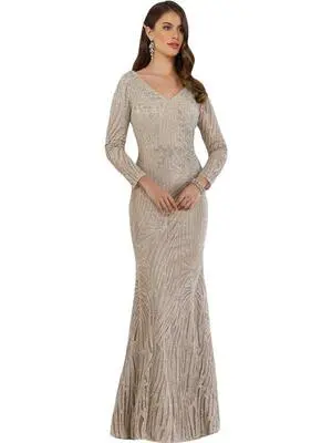 LARA NEW YORK Lace Mermaid Gown - Grey