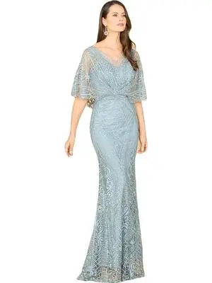 LARA NEW YORK Cape Sleeve Mermaid Gown - Dusk