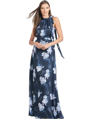 Sachin & Babi Kayla Dragonfruit Gown - Midnight Glacial Rose
