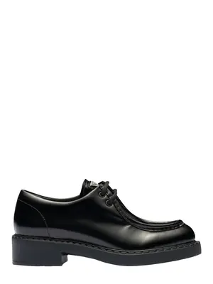 Prada Brushed Leather Lace-up Shoes - Black