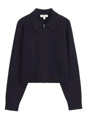 Cos Double-faced Knitted Jacket - Navy