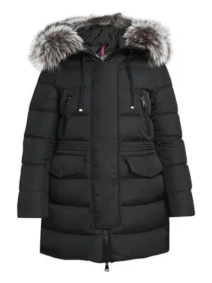 Moncler Aphroti Mid-length Puffer Jacket With Shearling Hood Trim - Black