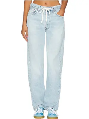 ALIGRACE Vintage Drawstring Wide Leg Jeans Light