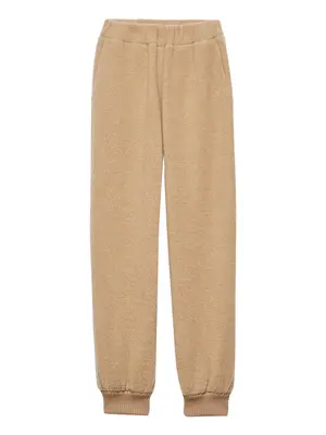 Prada Logo-patch Fleece Track Pants - Neutrals