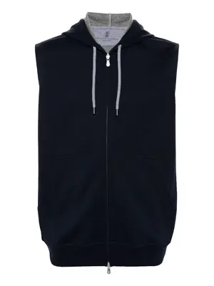 Brunello Cucinelli Sleeveless Hoodie - Blue