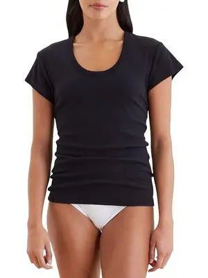 PAPINELLE Milla Built-in Bra Rib T-shirt - Black