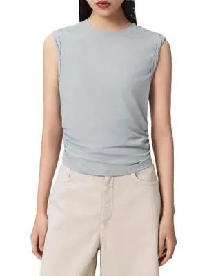ALLSAINTS West Side Ruched Tank Top - High Rise Blue