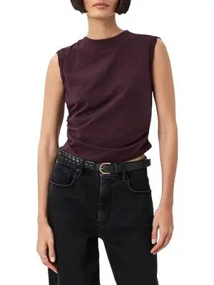 ALLSAINTS West Side Ruched Tank Top - Oxblood Red