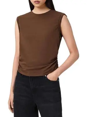ALLSAINTS West Side Ruched Tank Top - Pecan Brown