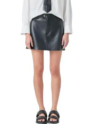 GREY LAB Faux Leather Mini Skirt - Black