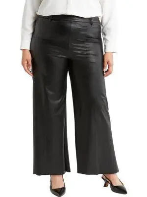 LYSSÉ Essentials Faux Leather Wide Leg Pants