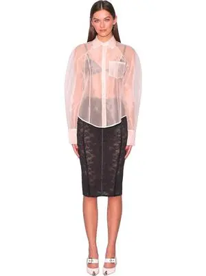 Fleur Du Mal Silk Organza Button-down Shirt - Neutral