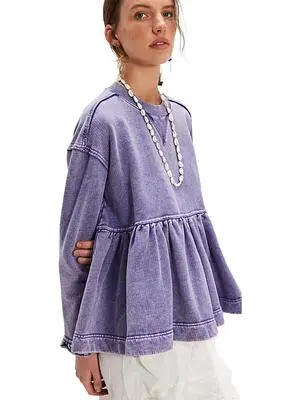 Free People BB Doll Sweatshirt Blue Granite