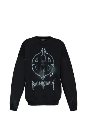 Balenciaga Logo-print Crewneck Sweatshirt - Black