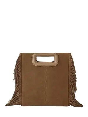 Maje M Suede Fringe Handbag Camel