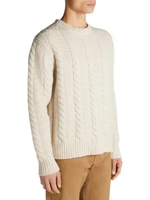Moncler Wool & Cashmere Cable Knit Sweater - Creme