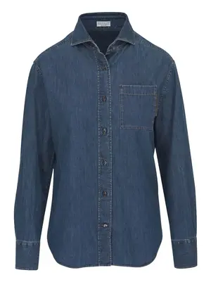 BRUNELLO CUCINELLI Monili Bead-Embellished Denim Shirt