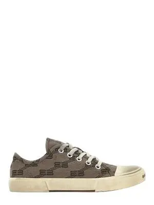 Balenciaga Paris Low Top Bb Monogram Sneakers - Dark Beige/brown