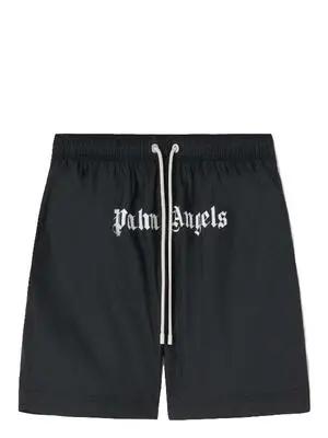 Palm Angels Logo Swim Shorts - Black/white