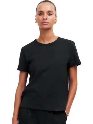 Madewell The Perfect Crewneck Tee In Allday Jersey - Jet Black