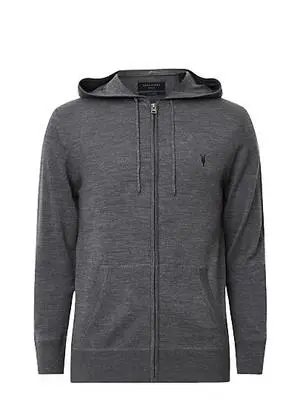 ALLSAINTS Zipped Merino-wool Hoody - Monument Grey