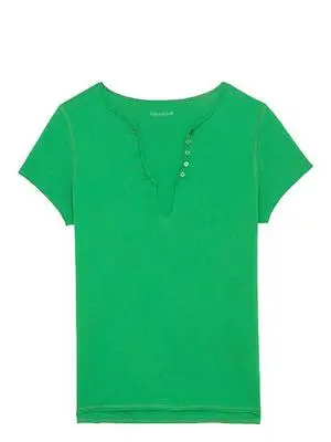 Zadig&Voltaire Zadig&Voltaire Regular-Fit Button-Neck Cotton T-Shirt Gazon