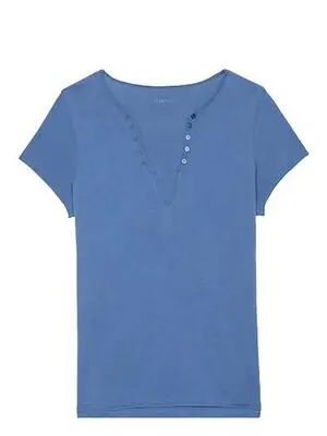 Zadig&Voltaire Zadig&Voltaire Regular-Fit Button-Neck Cotton T-Shirt Surf