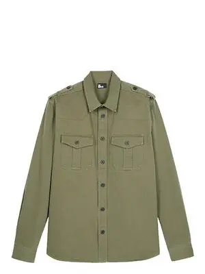 The Kooples Patch-pocket Regular-fit Cotton Shirt - Olive Night