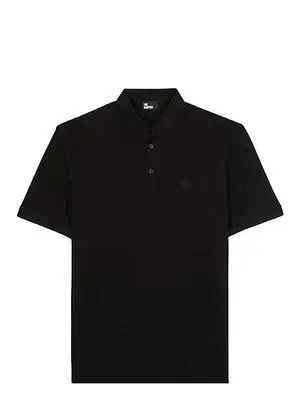 The Kooples Logo-embroidered Short-sleeve Cotton-pique Polo Shirt - Black