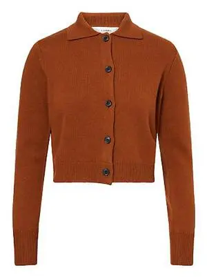 FRAME Shrunken Spread-collar Cashmere Cardigan - Chestnut
