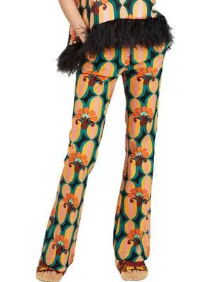 La DoubleJ Arcturus Print Saturday Night Trousers - Arcturus Blue Petrol