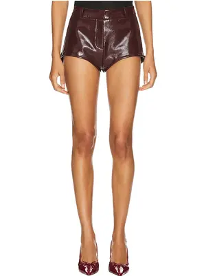 LAMARQUE Annaise Leather Hot Shorts - Patent Burgundy