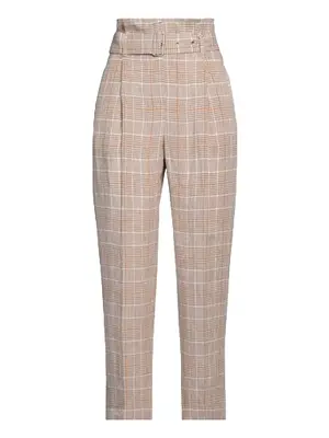 Peserico Tartan Linen Tapered Pants - Beige