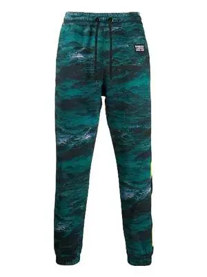 Burberry Tape Detail Sea Print Trackpants - Green