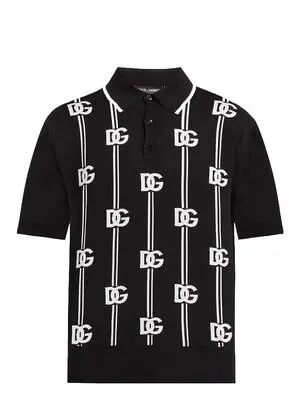 Dolce & Gabbana Logoprint Knitted Polo Shirt - Black/white